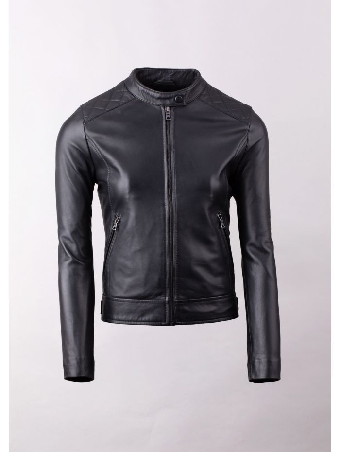 Lakeland Leather Graystone Leather Racer Jacket in Black | Lakeland Leather