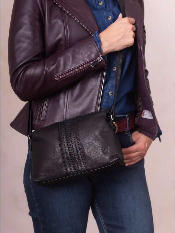 Eden Leather Cross Body Bag in Black | Lakeland Leather
