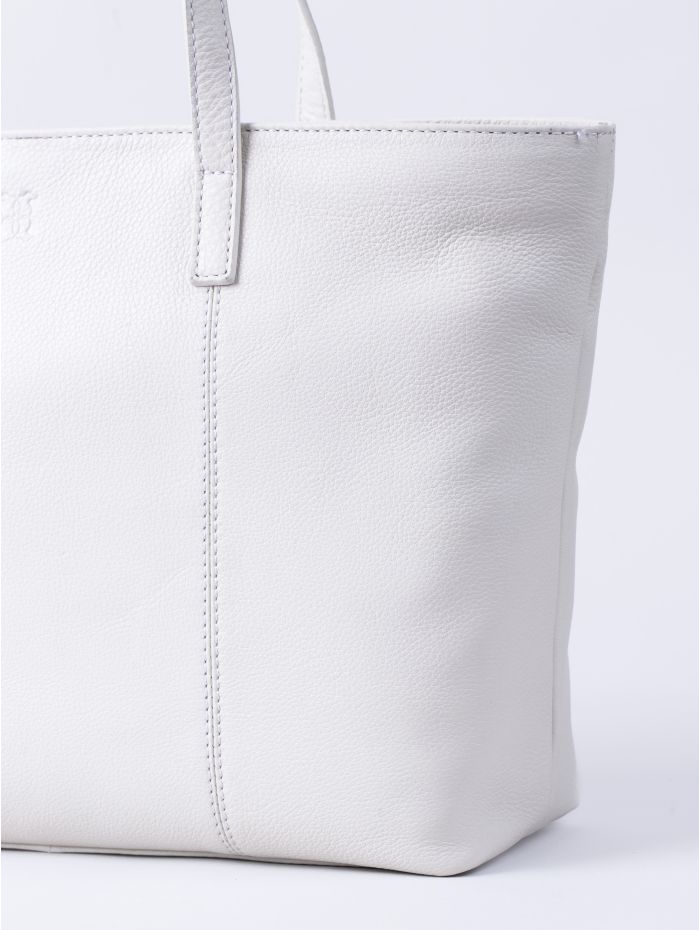 Torver Leather Tote Bag in Off White | Lakeland Leather