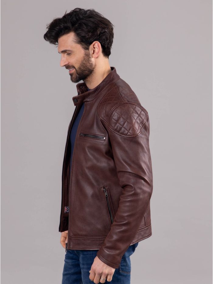 Lakeland Leather Stonecroft Leather Jacket in Dark Tan | Lakeland Leather