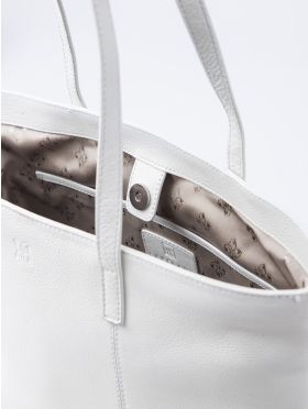 Torver Leather Tote Bag in Off White | Lakeland Leather