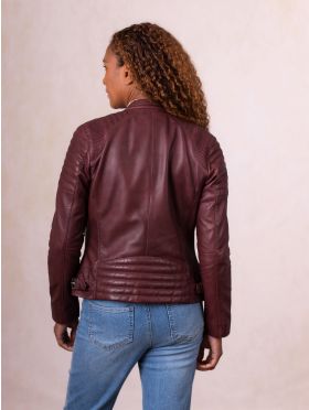 Buttermere Leather Racer Jacket in Burgundy | Lakeland Leather