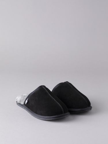 Lakeland Leather Men's Sheepskin Sliders in Black | Lakeland Leather