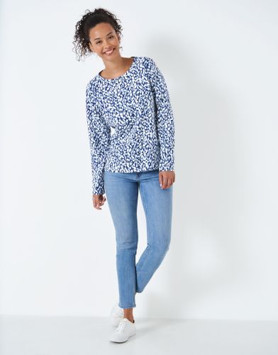 Crew Clothing Cassandra Top in Blue and White | Lakeland Leather