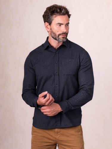 Keswick Brushed Cotton Blend Shirt in Navy | Lakeland Leather