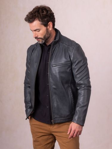 Penton Leather Jacket in Graphite Blue | Lakeland Leather