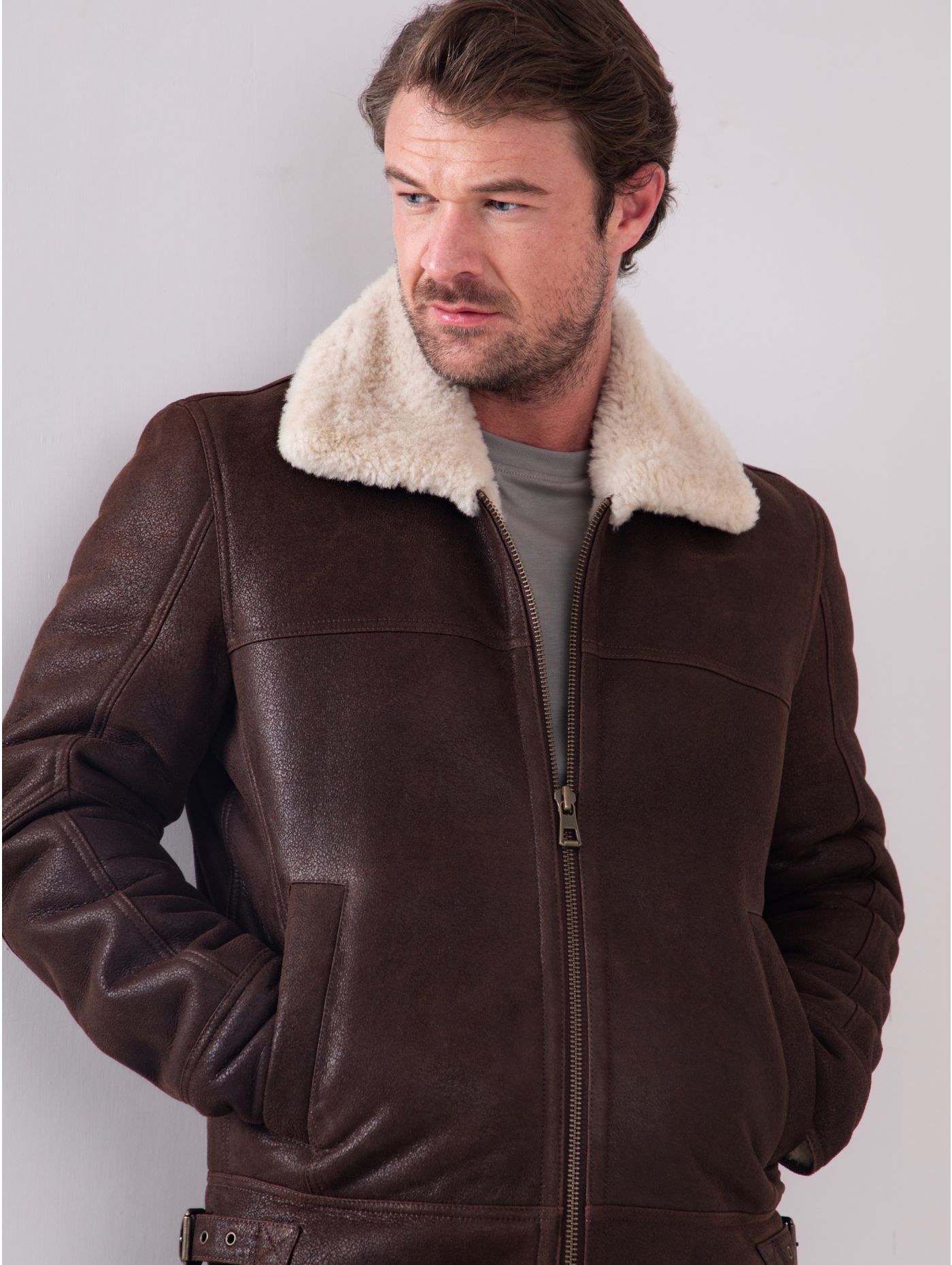 Lakeland Leather Harrier Sheepskin Flying Jacket in Chocolate Brown ...