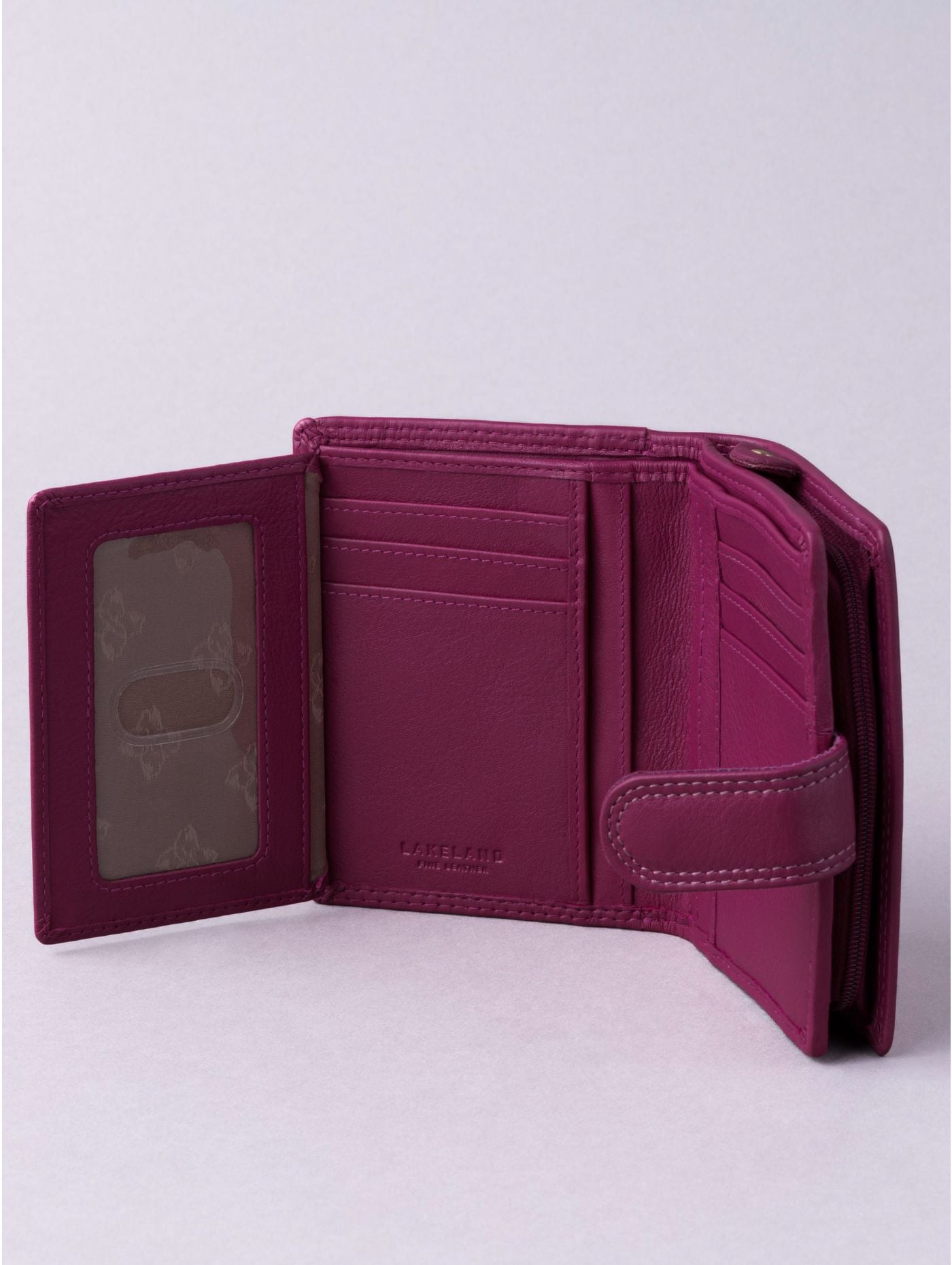 Lakeland Leather Small Leather Tab Purse in Cranberry Pink | Lakeland ...