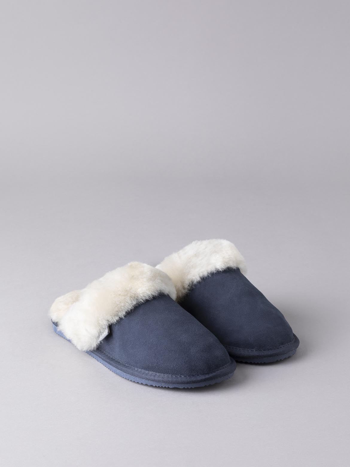 Ladies' Sheepskin Slider Slippers in Navy | Lakeland Leather