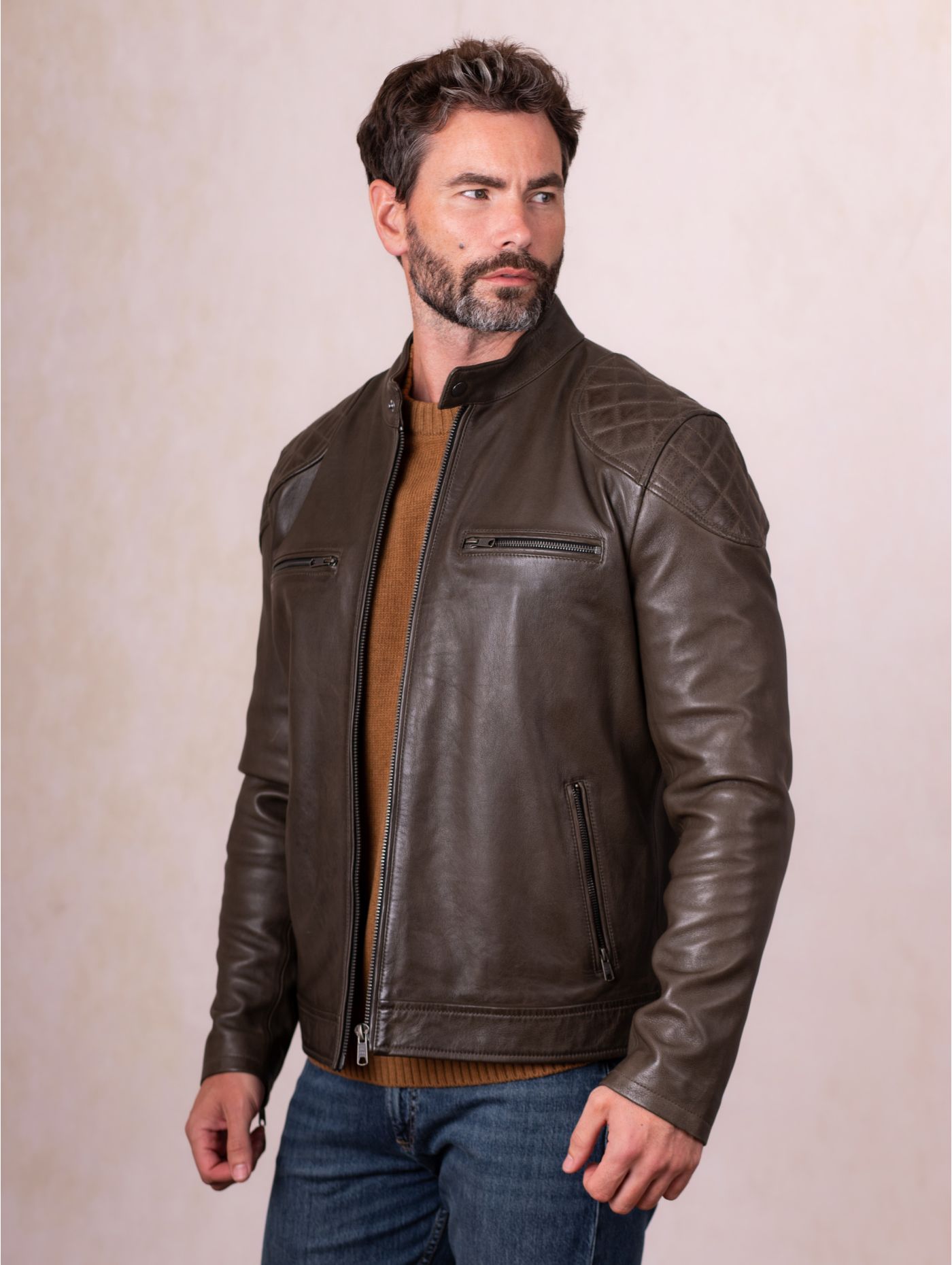 Stonecroft Leather Jacket in Olive | Lakeland Leather