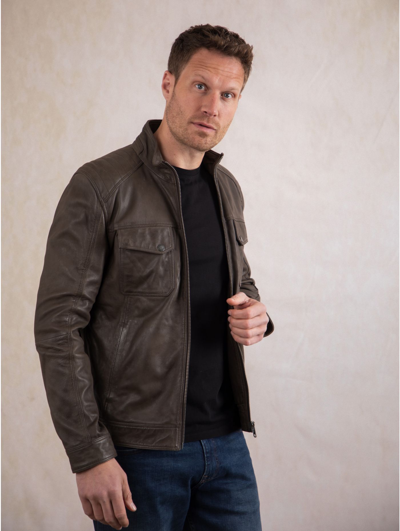 Warwick Leather Jacket in Brown | Lakeland Leather