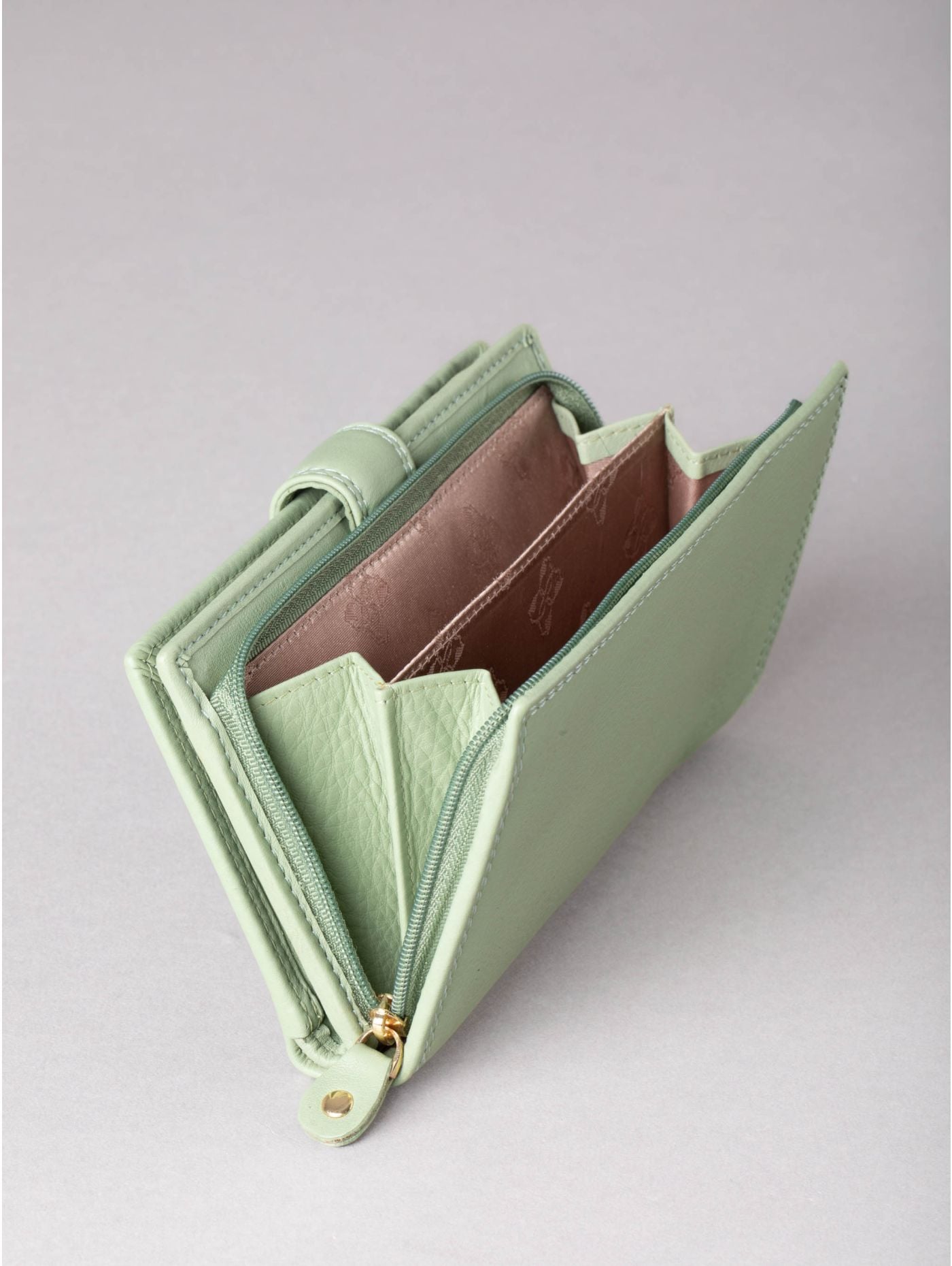 Medium Leather Tab Purse in Sage Green | Lakeland Leather