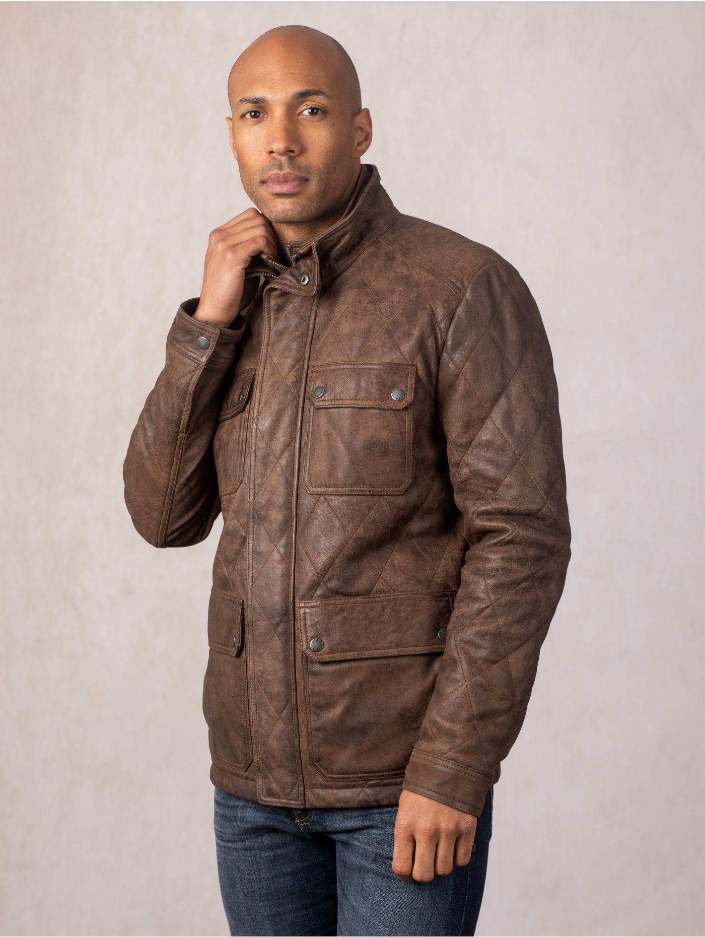 Rusland Leather Jacket in Bark Brown | Lakeland Leather