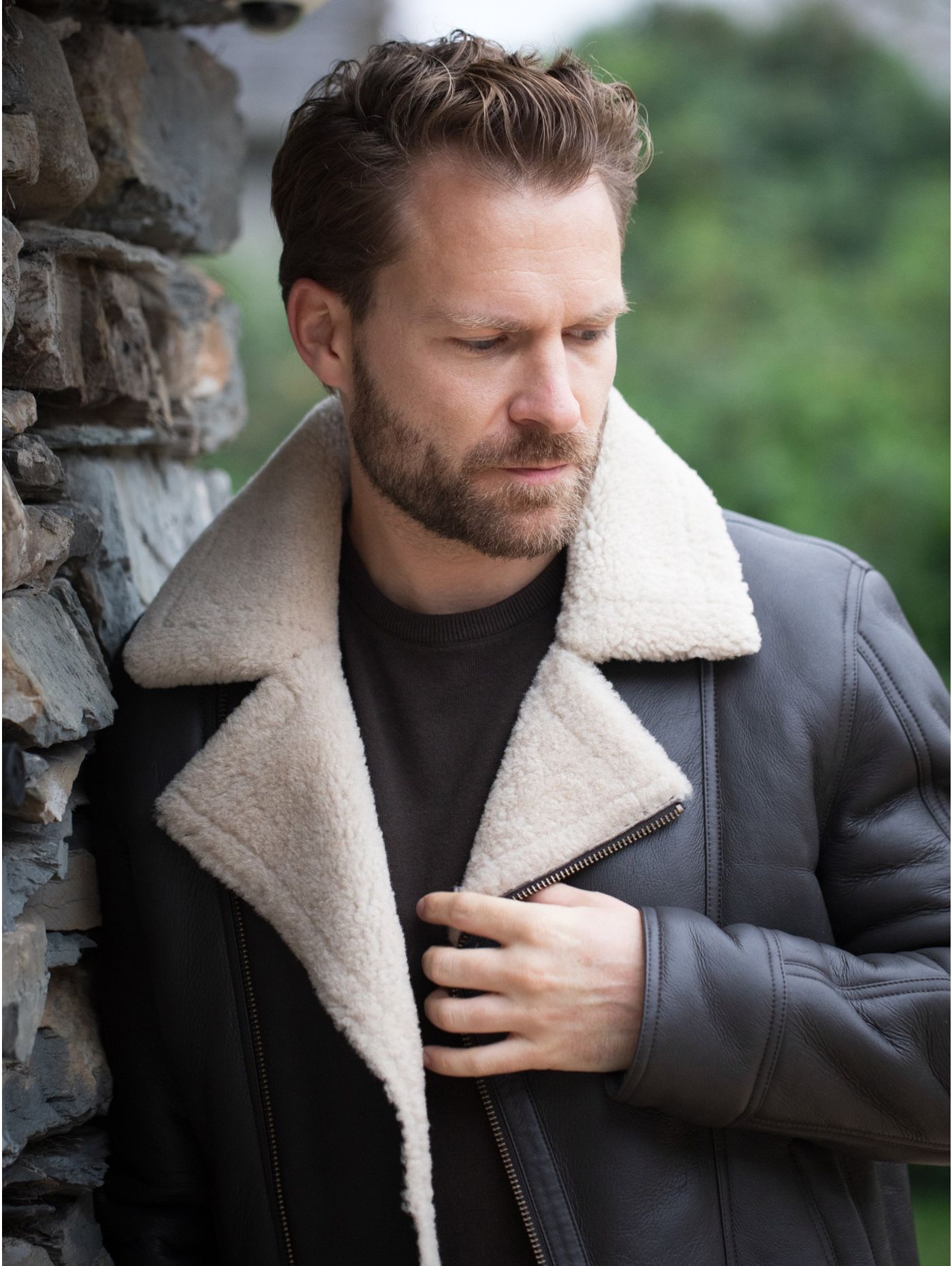 Javelin Sheepskin Aviator Jacket in Brown | Lakeland Leather